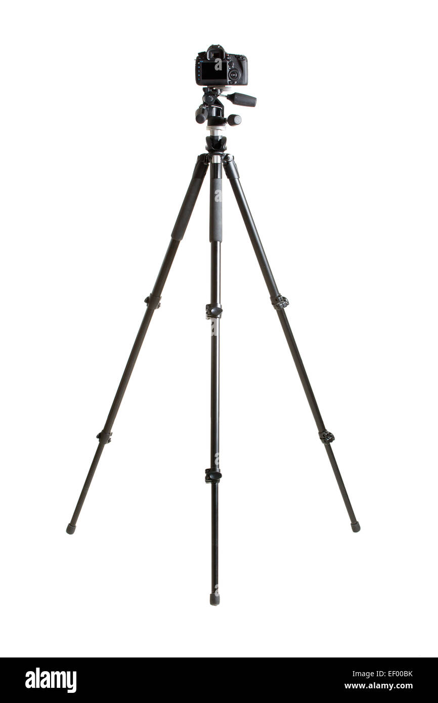 Camera on tripod telephoto Cut Out Stock Images & Pictures - Alamy