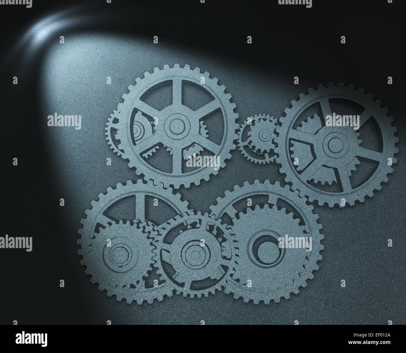 Gears drawing in spot of light Stock Photo - Alamy