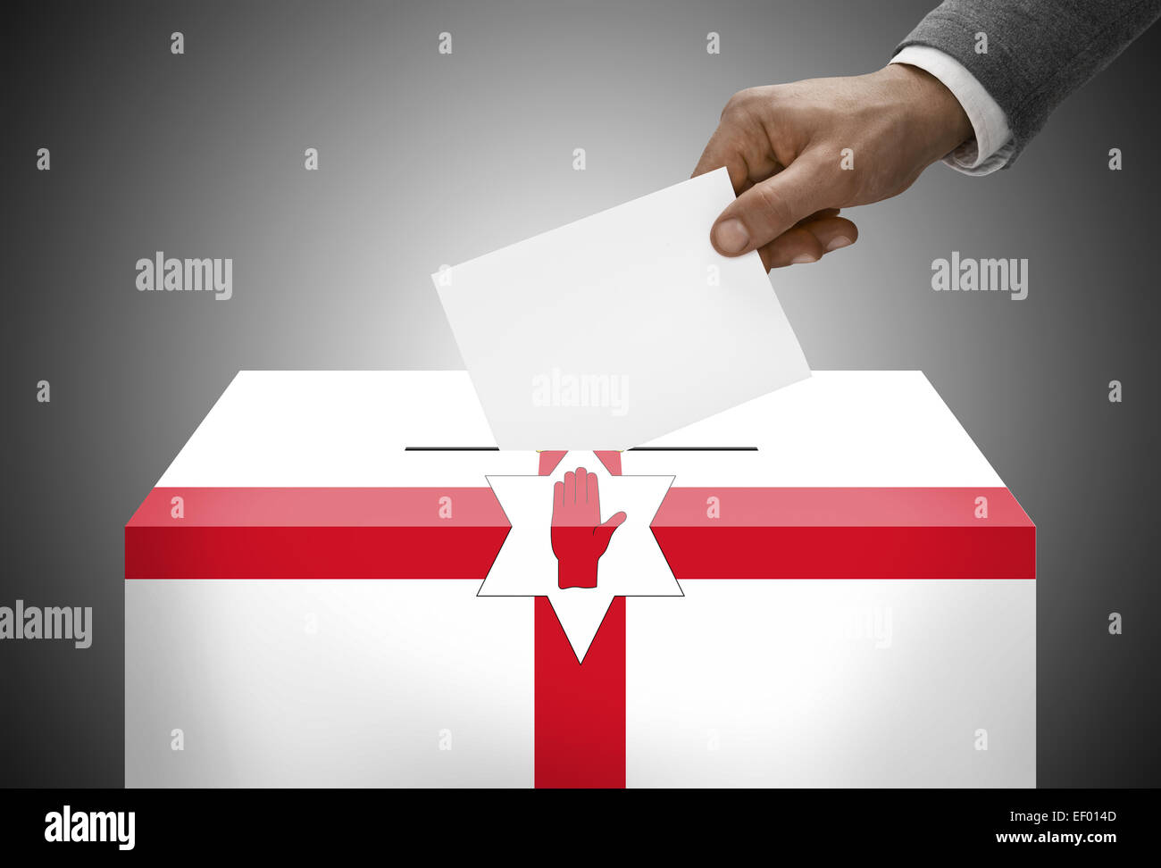 Ballot box painted into national flag colors - Northern Ireland Stock ...
