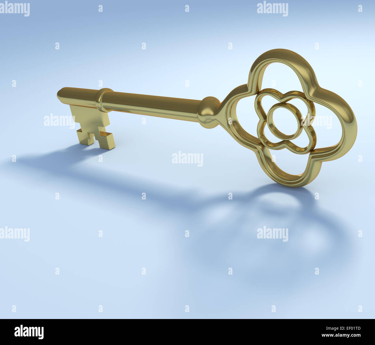 Golden vintage key with smooth shadow Stock Photo - Alamy