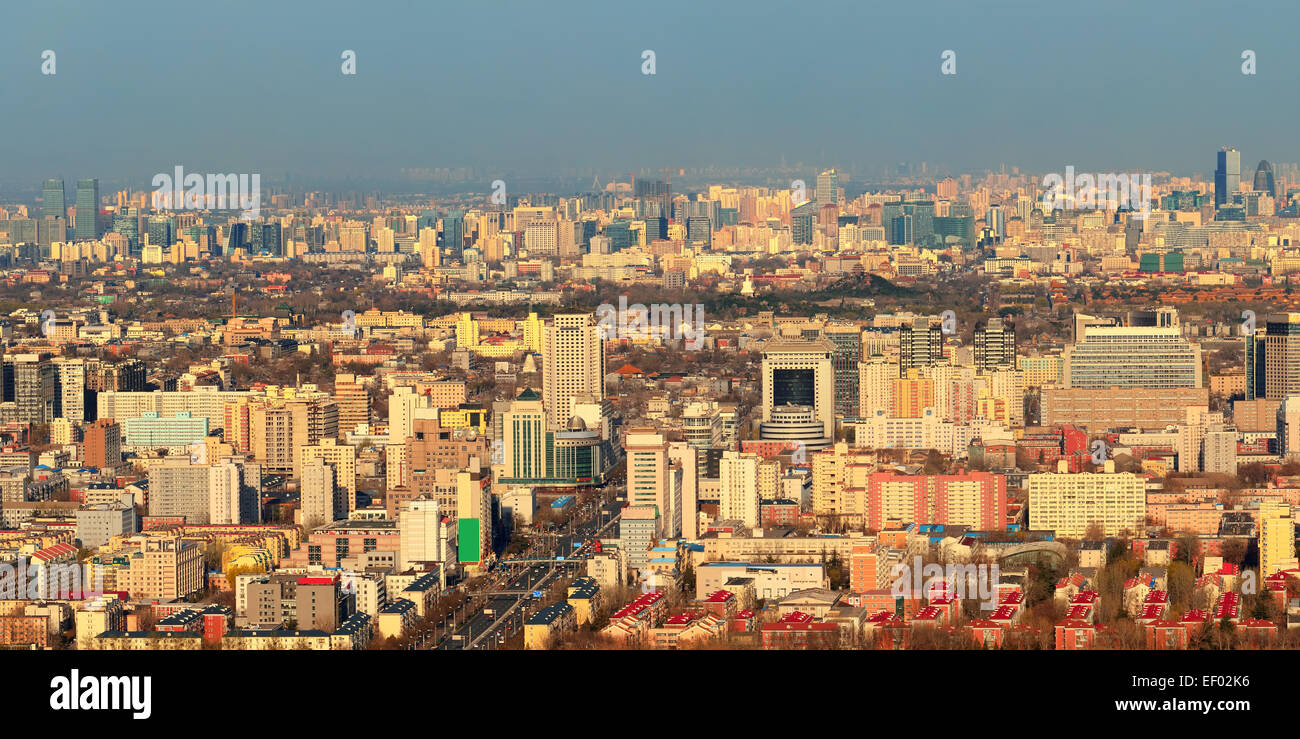 Beijing sunset aerial view with urban buildings Stock Photo - Alamy