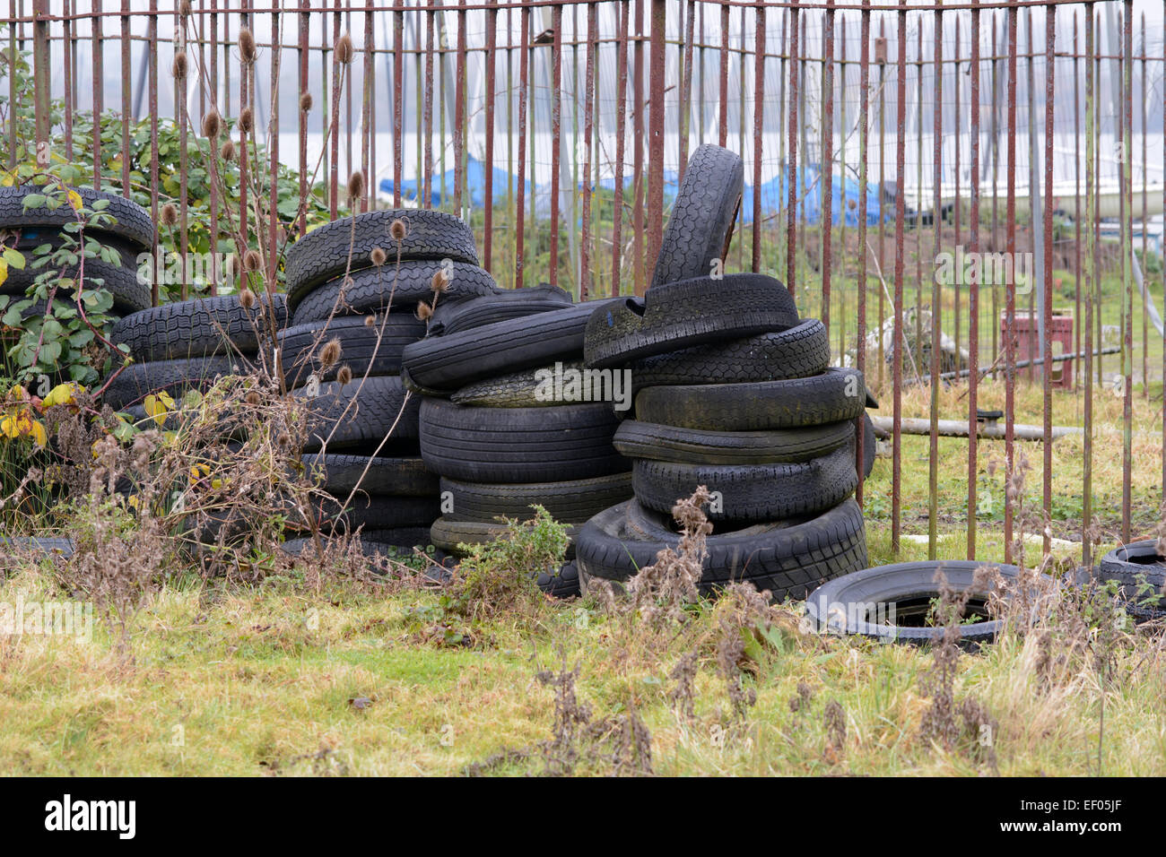 Car tyres dumped hi-res stock photography and images - Alamy