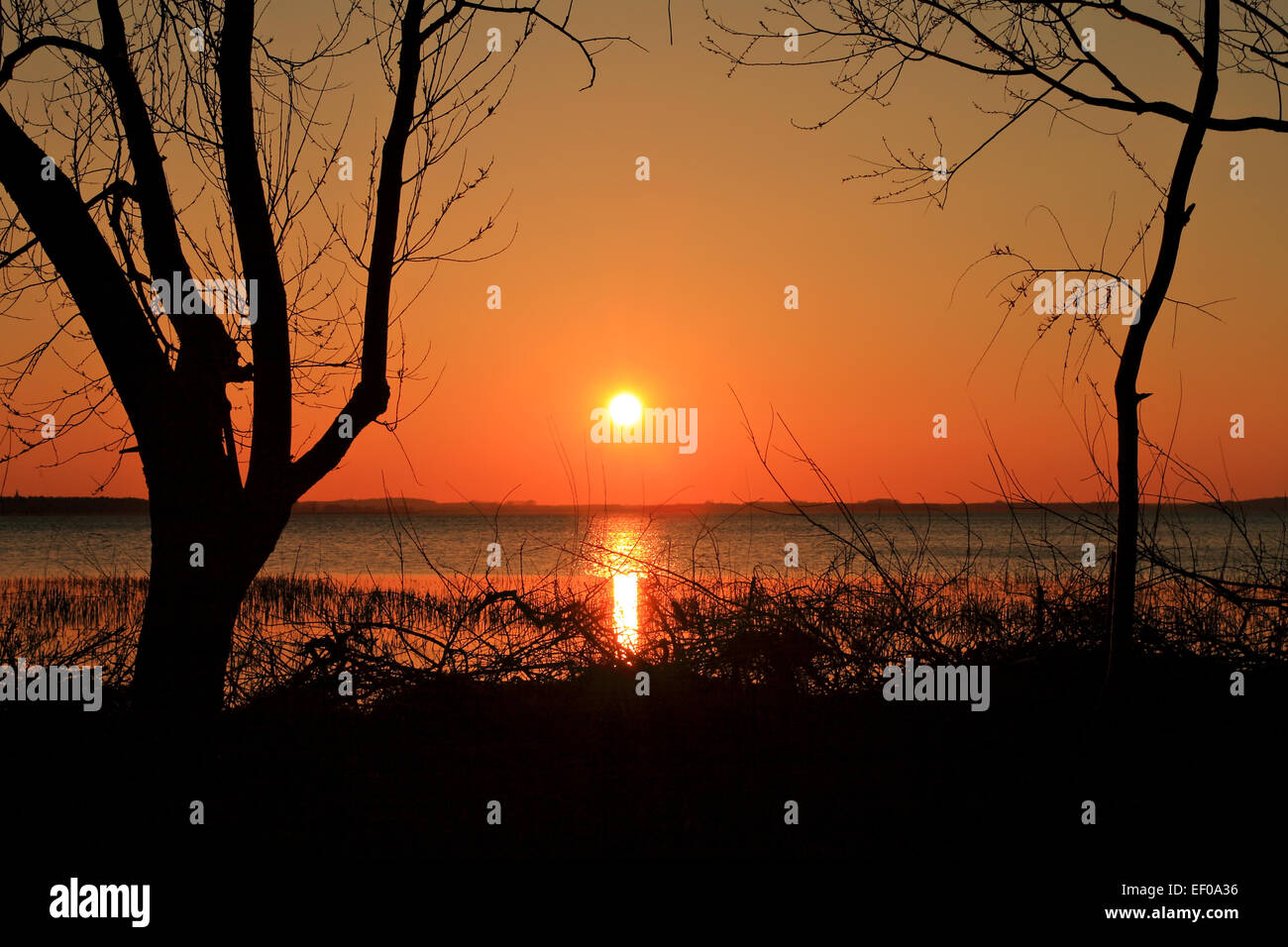 A sunset on a lake Stock Photo - Alamy