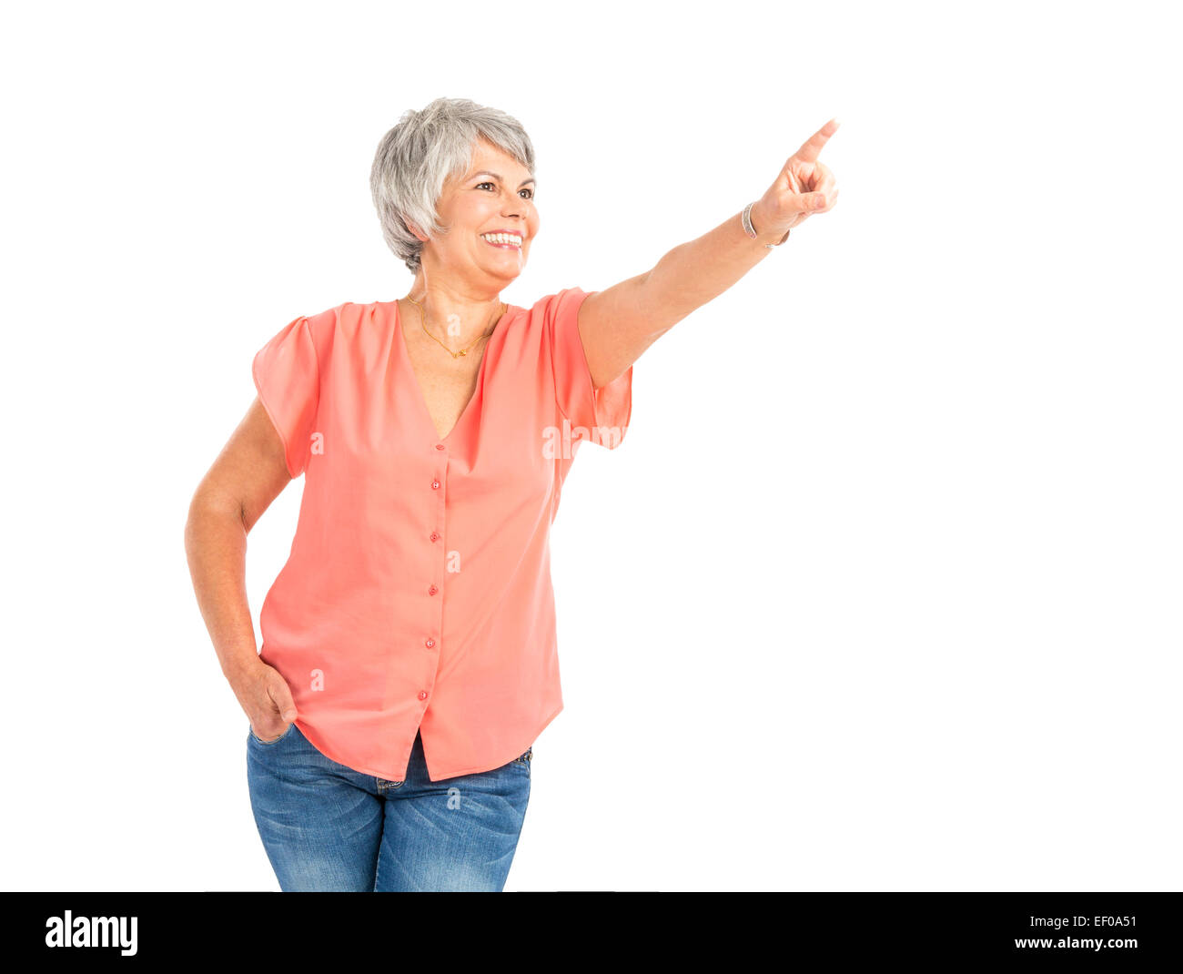 Portrait beautiful old woman pointing hi-res stock photography and ...