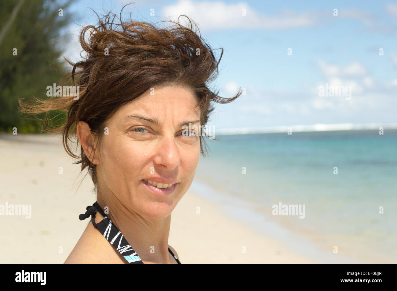 Portrait of mature italian lady with natural facial expression and ...