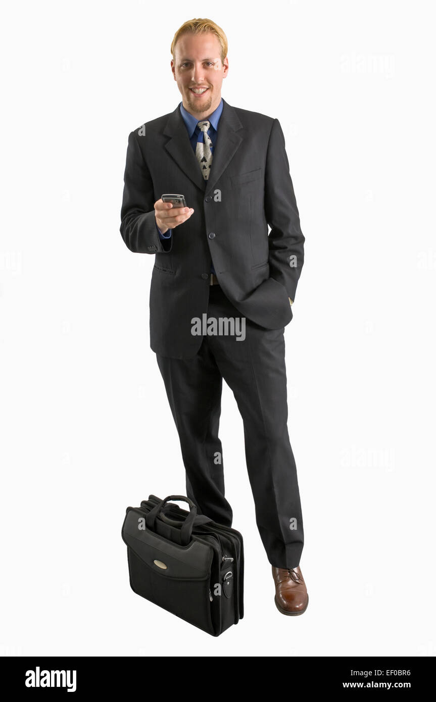 Holding a phone business Cut Out Stock Images & Pictures - Alamy