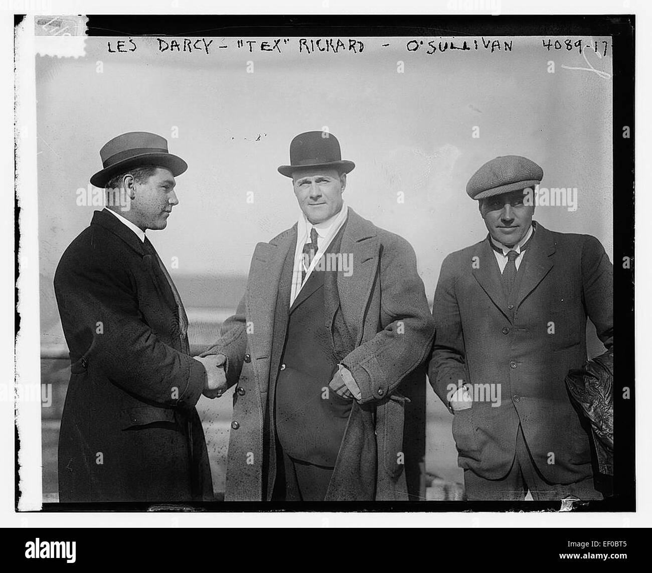 Les Darcy, Tex Rickard, and O'Sullivan are featured in this image ...