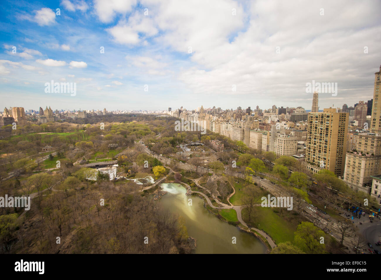 Autumn view of Central Park from the hotel window, Manhattan, New York ...
