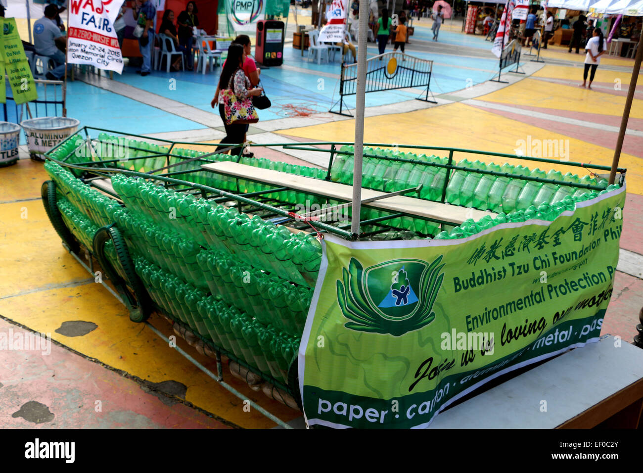 A life boat made from recycled empty bottled was presented by Tzu Chi ...