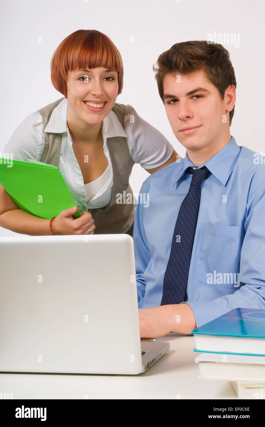 Two business colleagues working together Stock Photo - Alamy