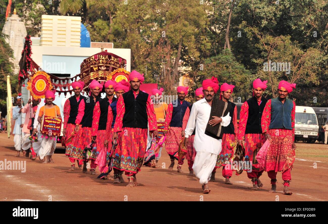 Mumbai, India. 24th Jan, 2015. Indian folk artists rehearse for the ...