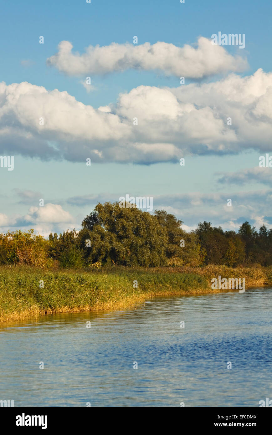 Landscape with river and clouds Stock Photo - Alamy