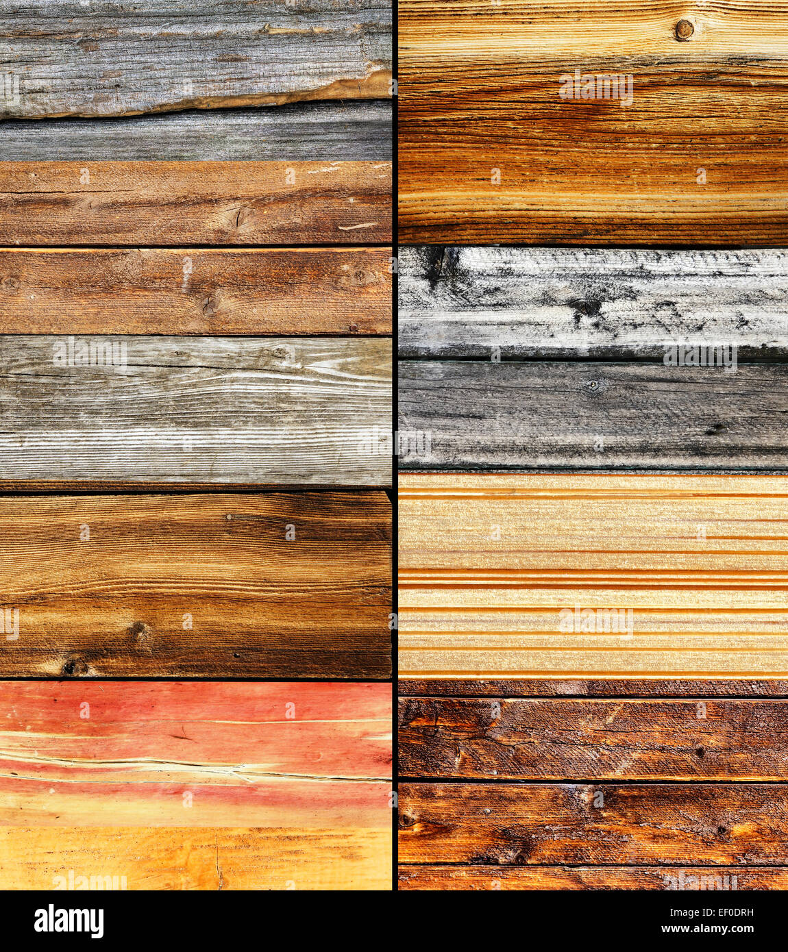 Wood collage, different colors and texture, nature background Stock ...