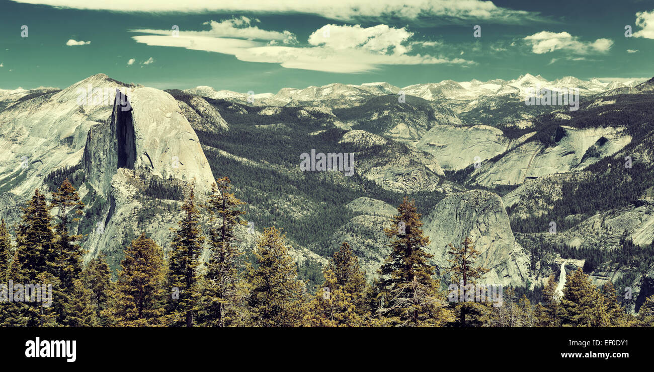 Yosemite mountain ridge with waterfall Stock Photo - Alamy