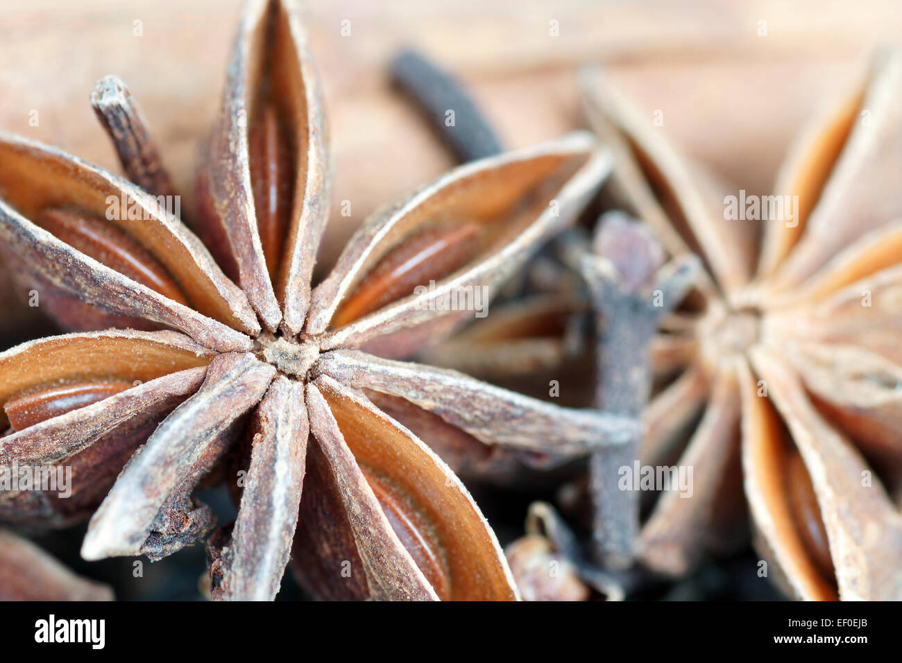 Star anise, cloves and cinnamon detail closeup Stock Photo - Alamy