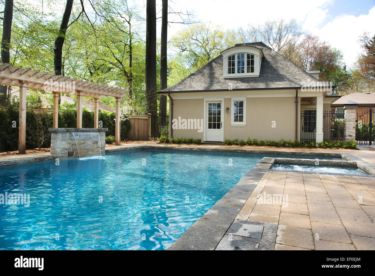 Outdoor pool in residential home Stock Photo - Alamy