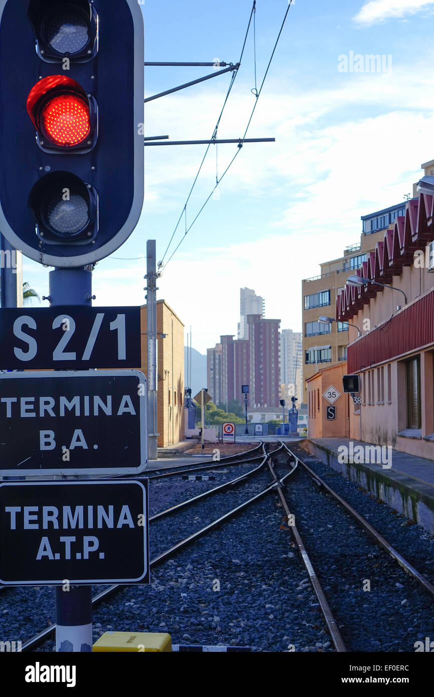 Benidorm, Costa Blance, Spain the train station, terminal, the line ...