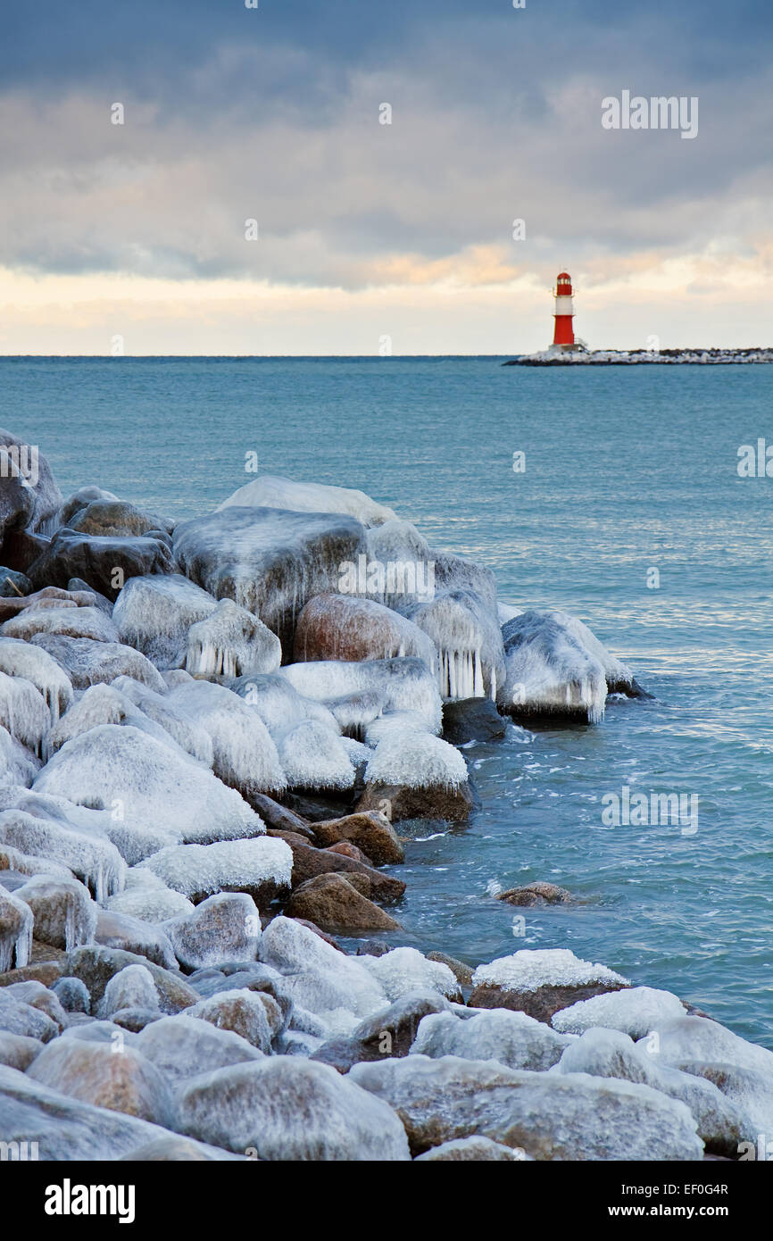 The Mole Warnemünde in winter Stock Photo - Alamy