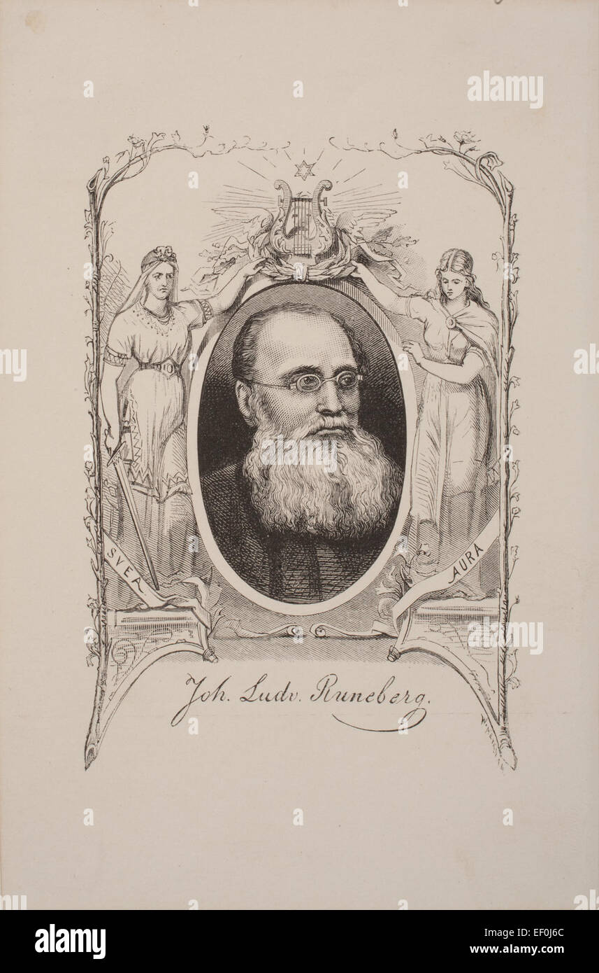 Johan Ludvig Runeberg. Woodcut of medal. Signed W. Meyer XA Stock Photo ...