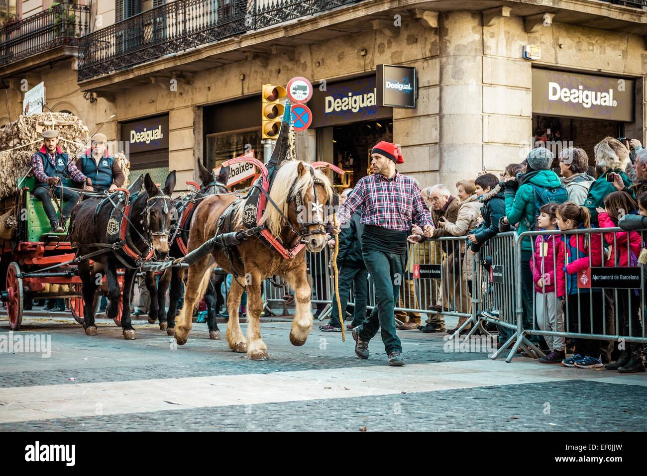 Barcelona, Catalonia, Spain. 24th Jan, 2015. Traditional horse-drawn ...