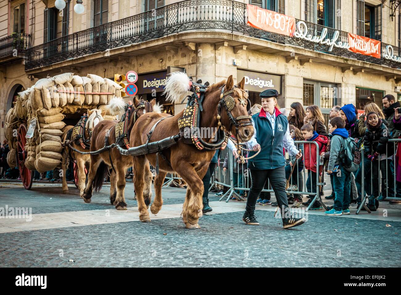 Barcelona, Catalonia, Spain. 24th Jan, 2015. Traditional horse-drawn ...