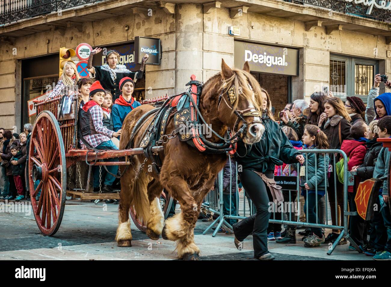 Barcelona, Catalonia, Spain. 24th Jan, 2015. Traditional horse-drawn ...