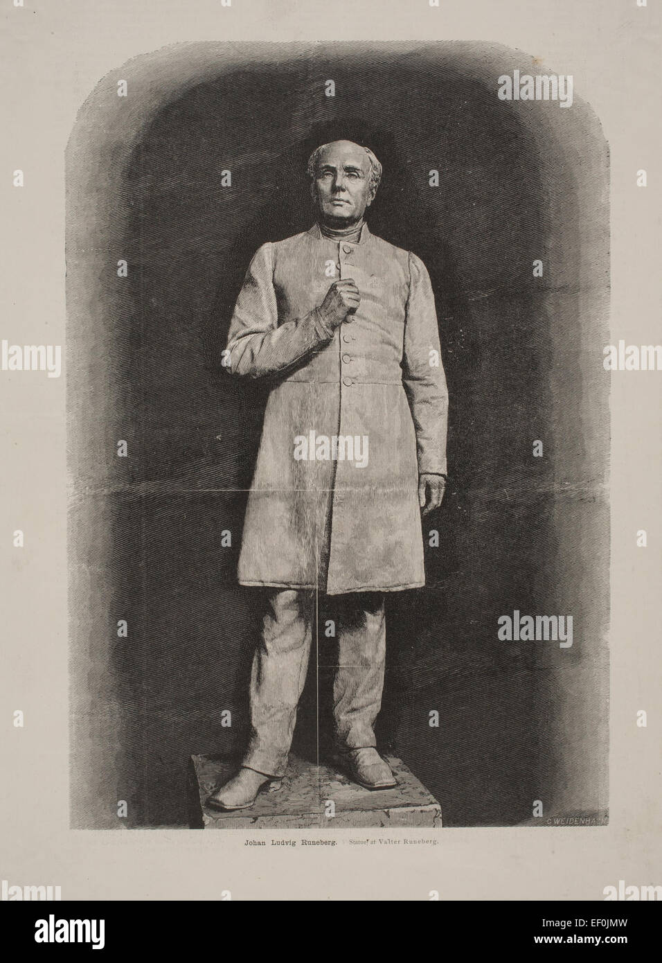 Woodcut of the statue of J.L. Runeberg by C. Weidenhayn Stock Photo - Alamy