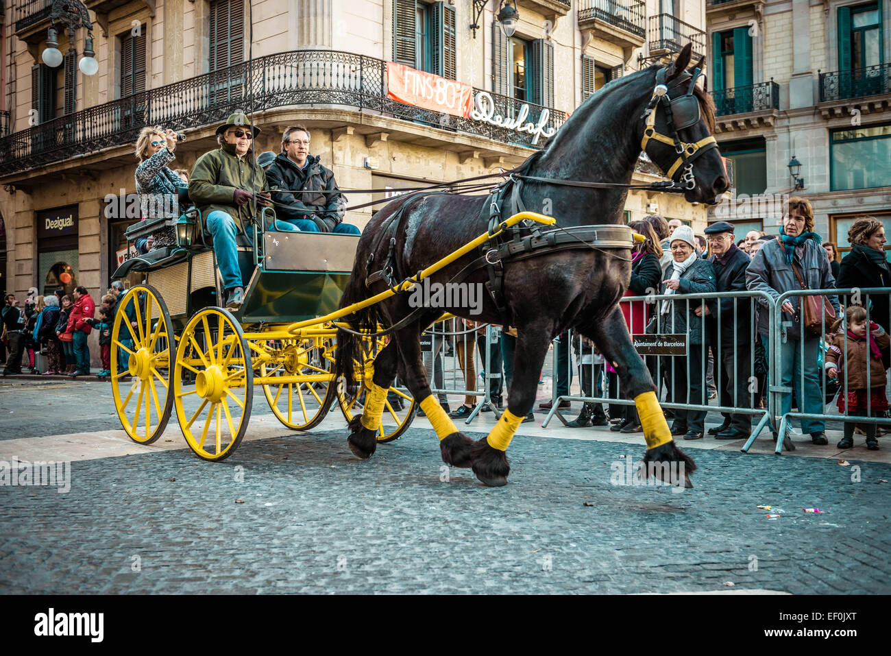Barcelona, Catalonia, Spain. 24th Jan, 2015. Traditional horse-drawn ...