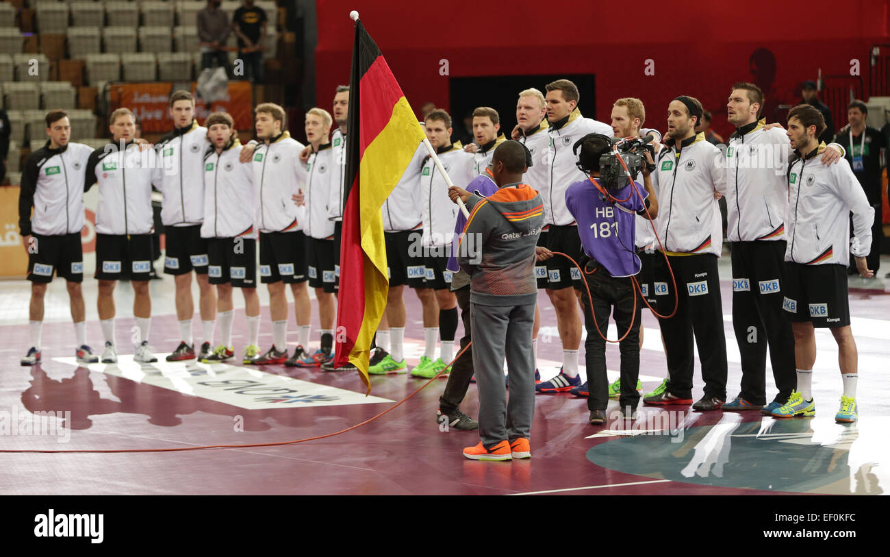 Team Germany stands on the pitch prior to the men's Handball World ...