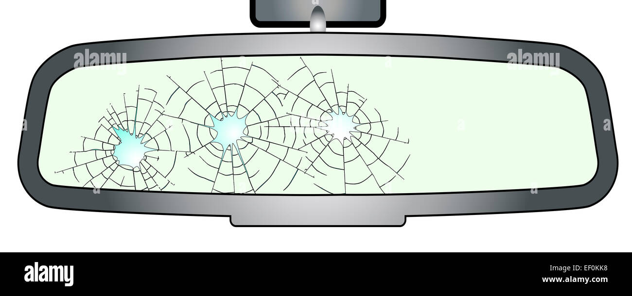 A vehicle rear view mirror showing bullet holes Stock Photo - Alamy