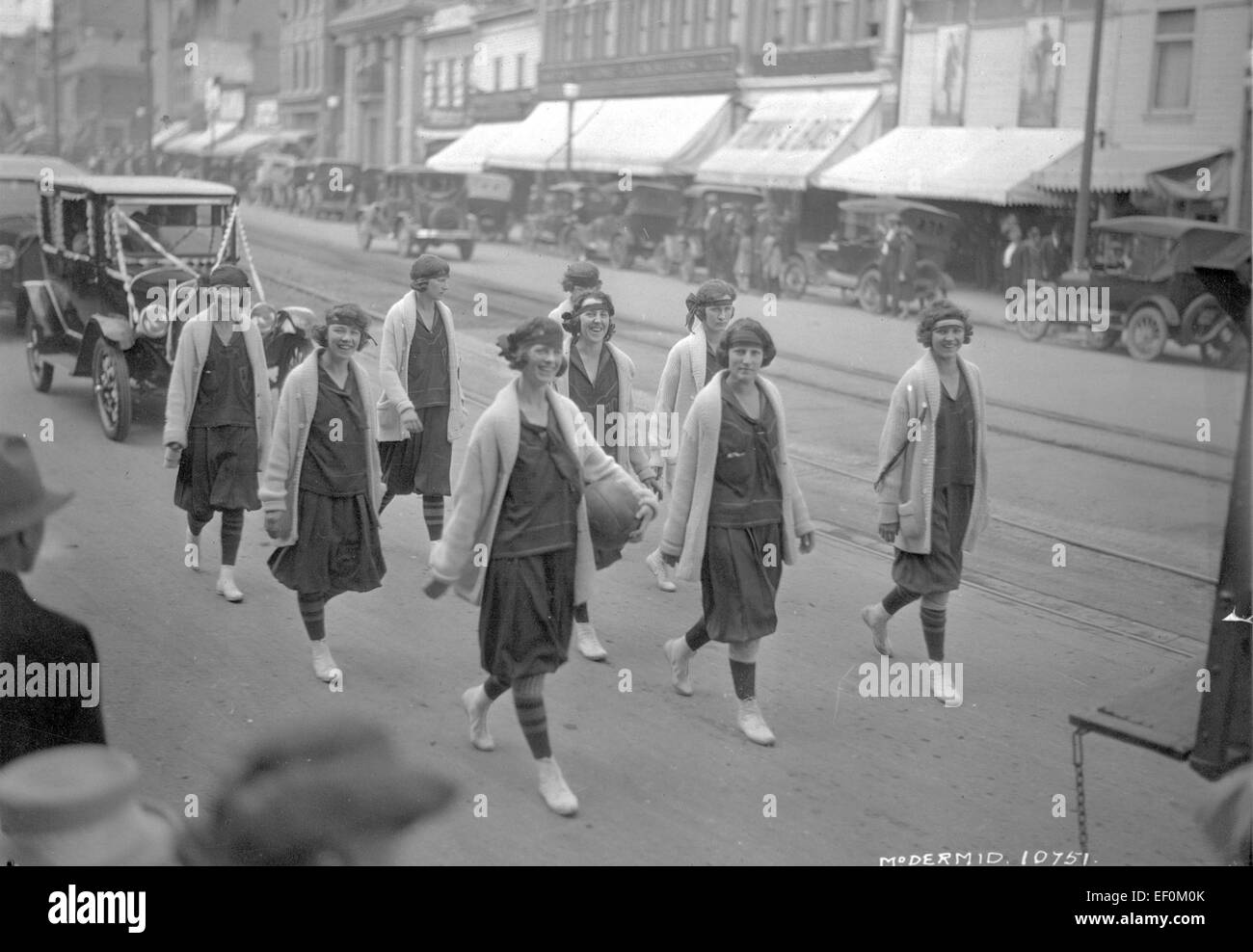 The Edmonton Grads parade on Jasper Avenue in Edmonton, Alberta ...