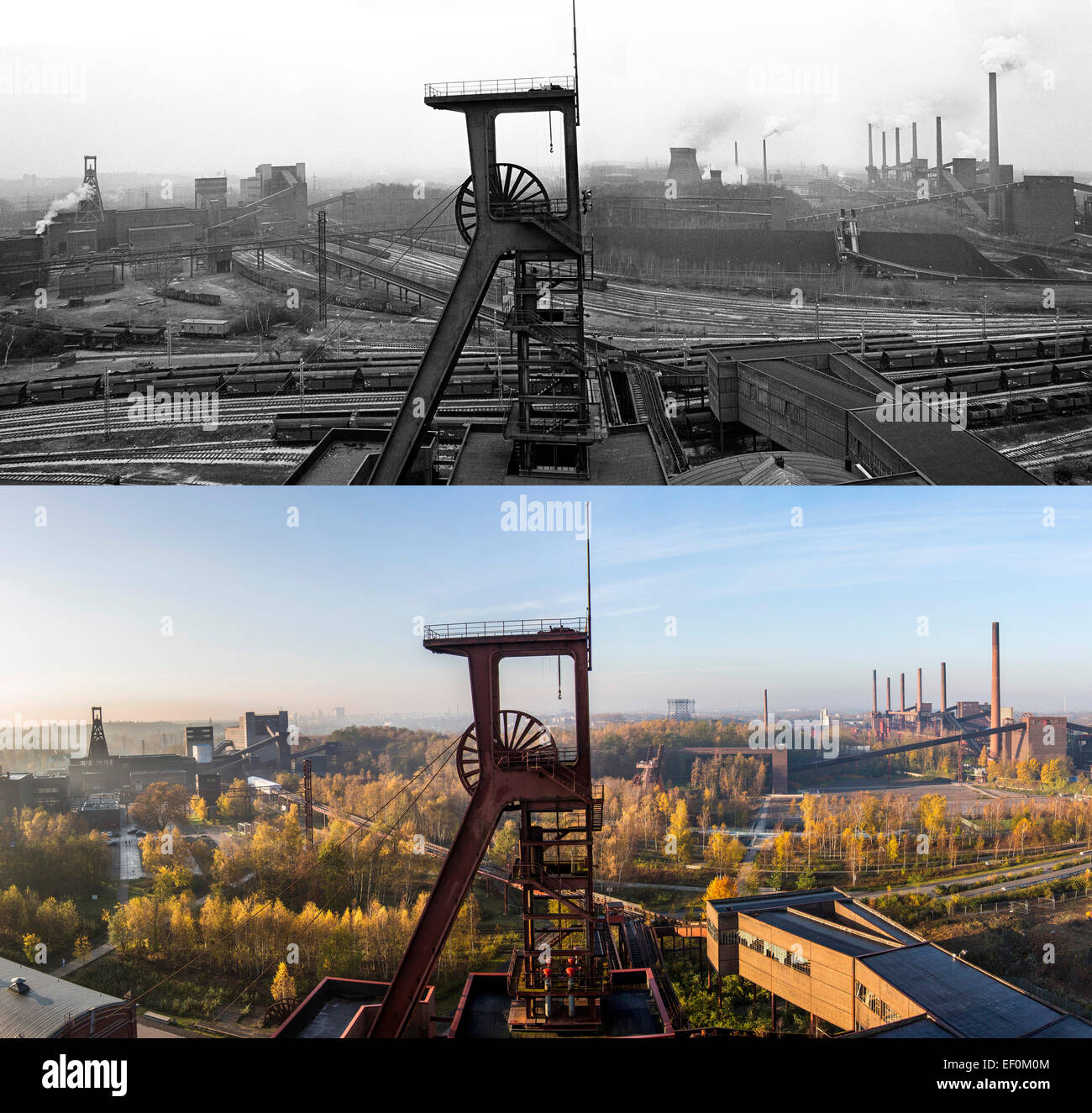 Panoramic view of "Zeche Zollverein", former world largest coal mine ...