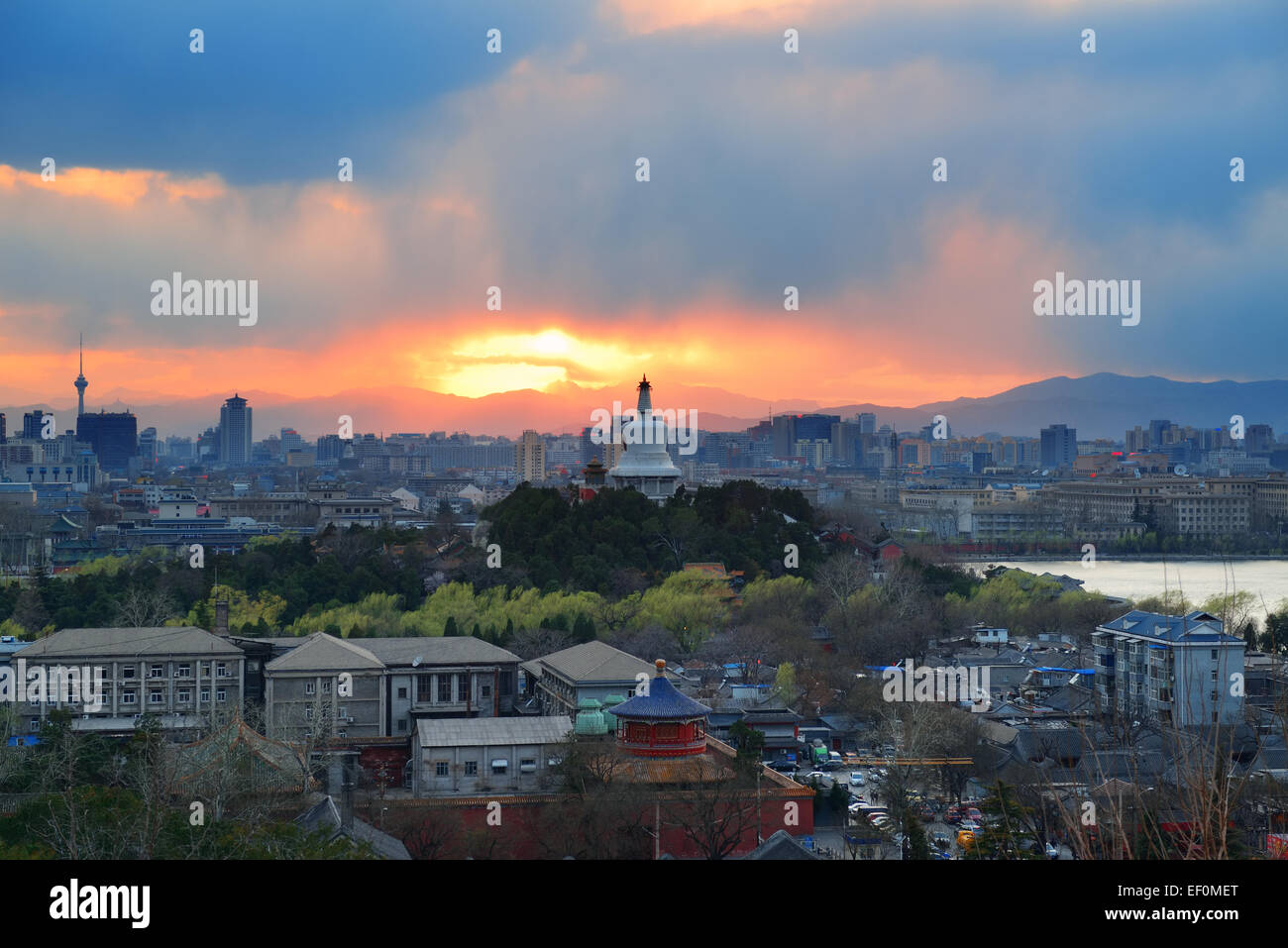 Beijing skyline at sunset with colorful cloud Stock Photo - Alamy