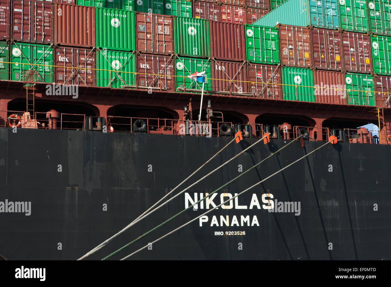 Container ship loaded with cargo containers hi-res stock photography ...