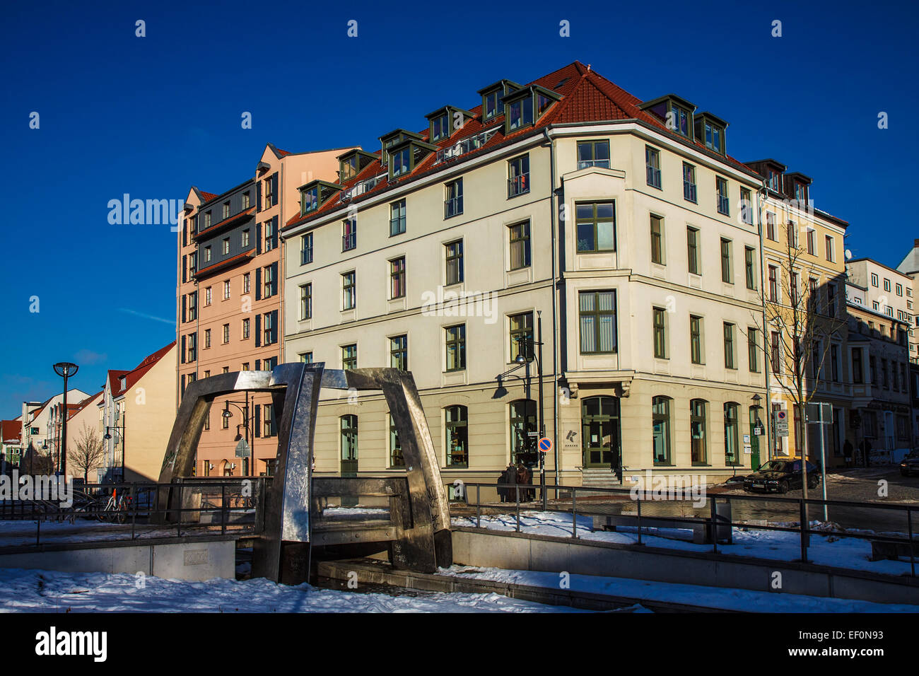 A bridge and buildings in Rostock (Germany Stock Photo - Alamy