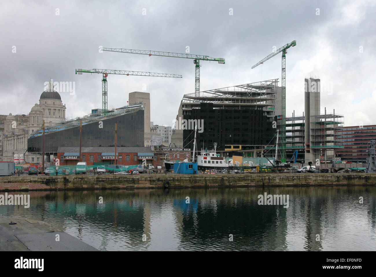 Building works in progress at the Mann Island apartments development ...