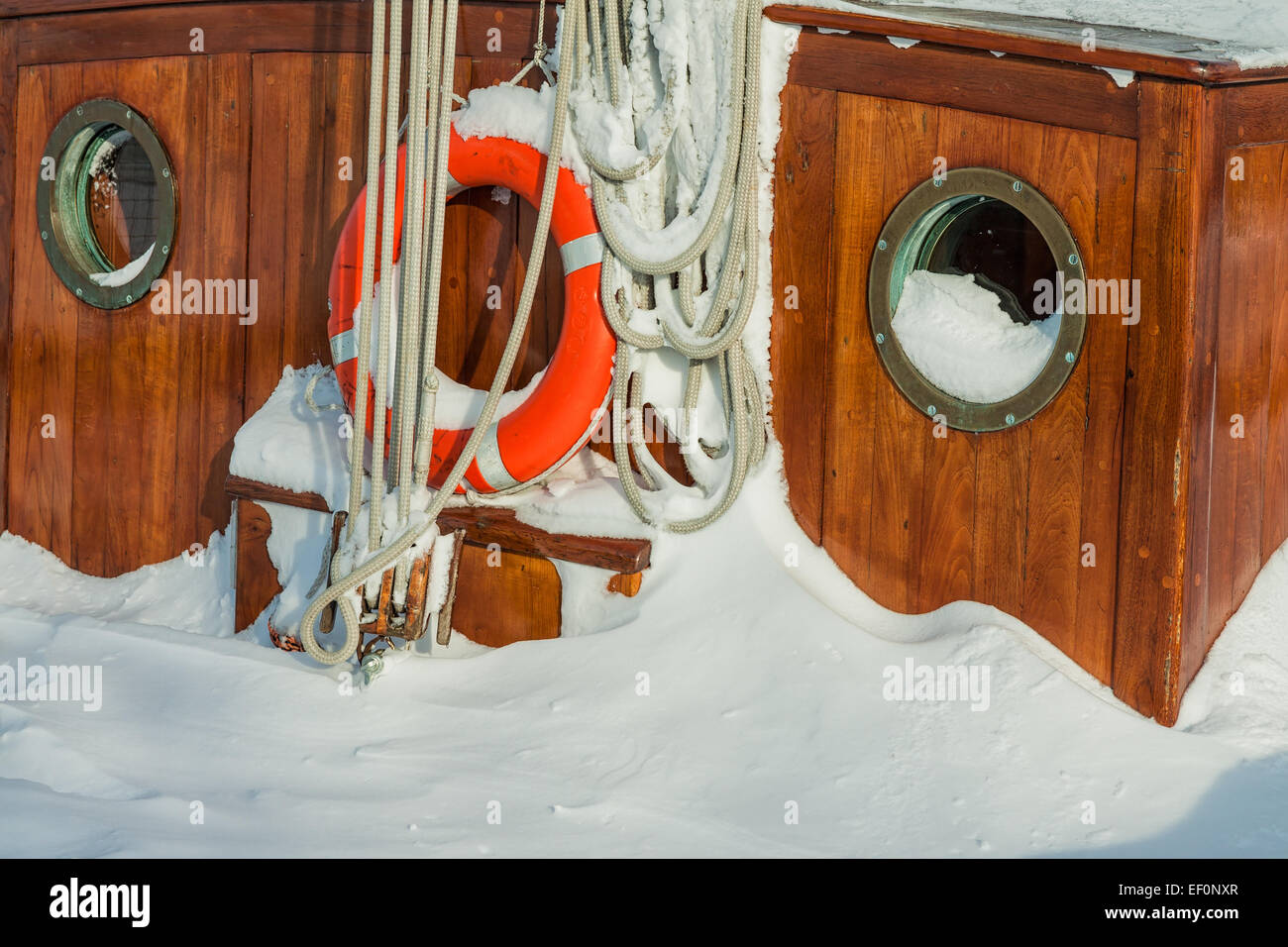 Detail of a sailing ship in winter Stock Photo - Alamy