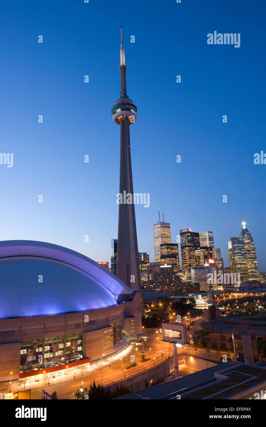 CN tower and Rogers Center at night,Toronto Ontario Stock Photo - Alamy