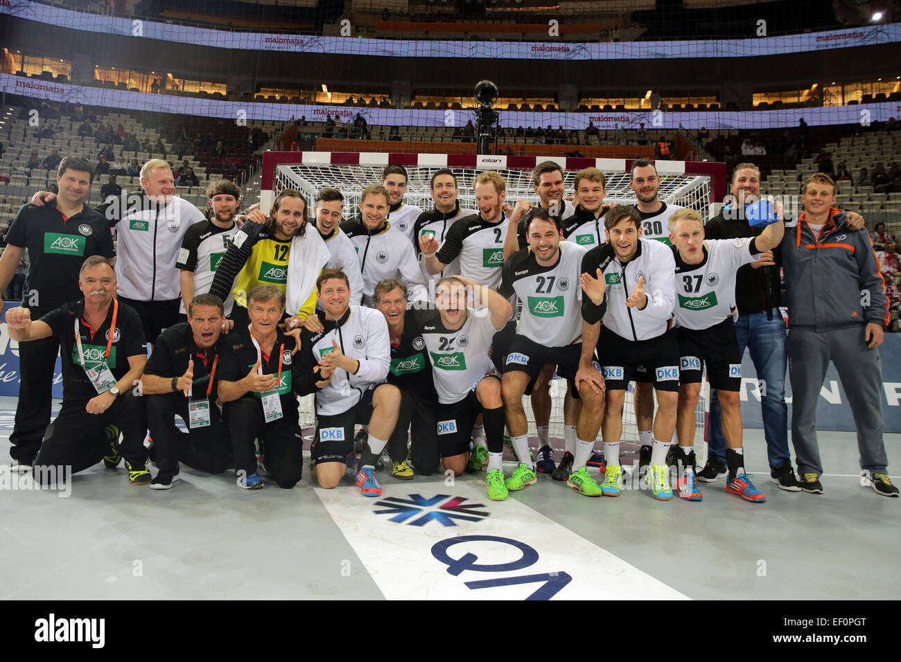 Team Germany celebrates after winning the match during the men's ...