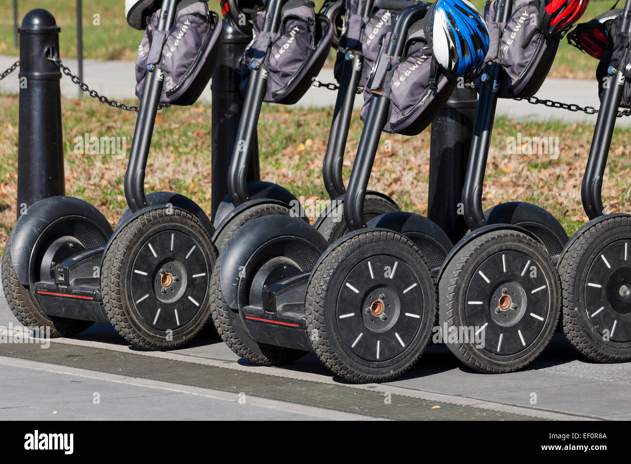Segway personal transporters parked on fence - Washington, DC USA Stock ...