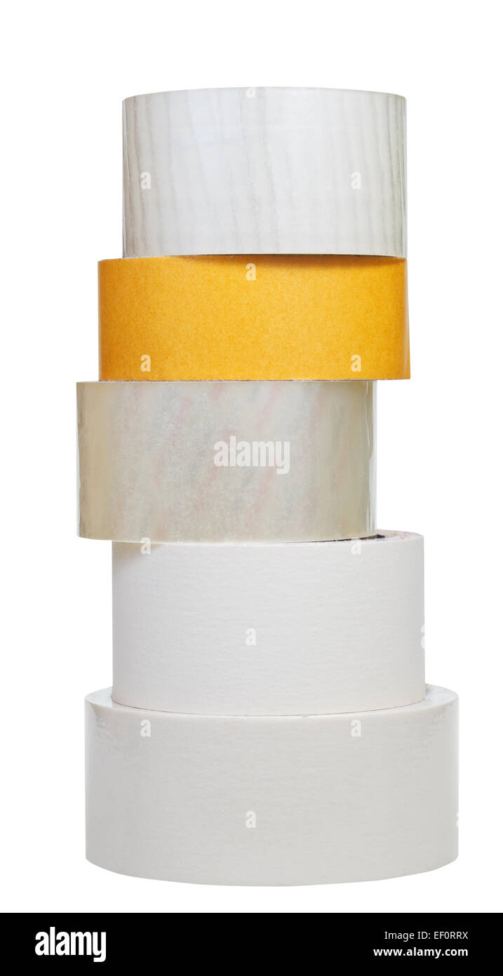 stack of adhesive tape rolls isolated on white background Stock Photo ...