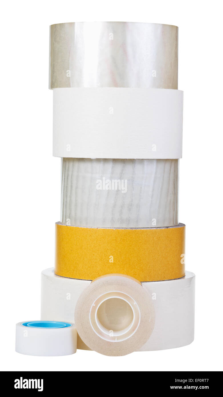 different adhesive tape rolls isolated on white background Stock Photo ...