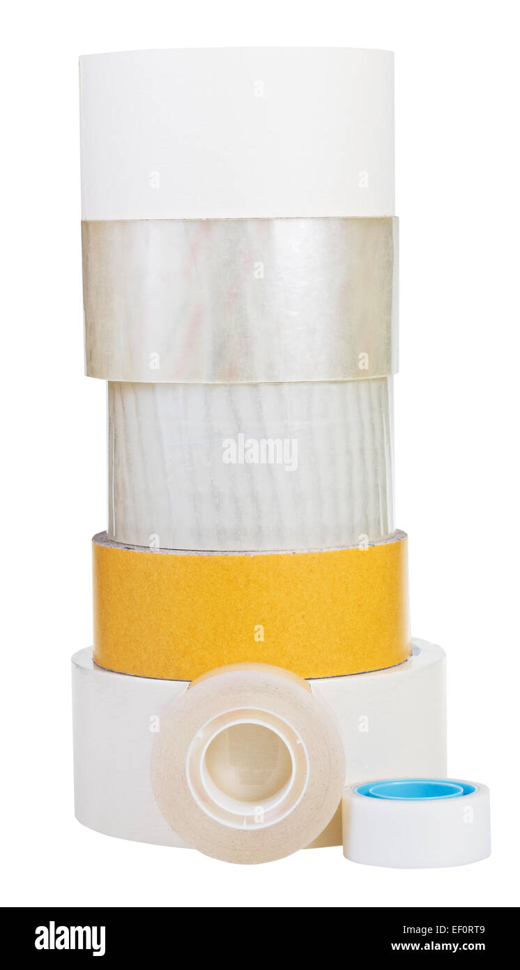 various adhesive tape rolls isolated on white background Stock Photo ...