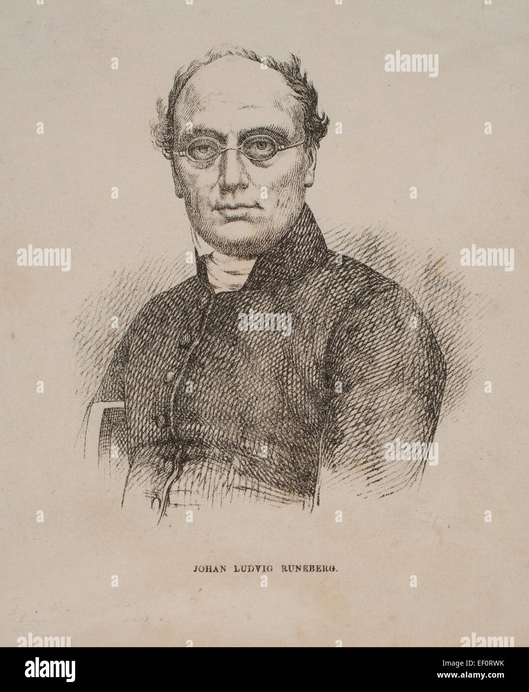 Johan Ludvig Runeberg. Lithography, early 1850 Stock Photo - Alamy