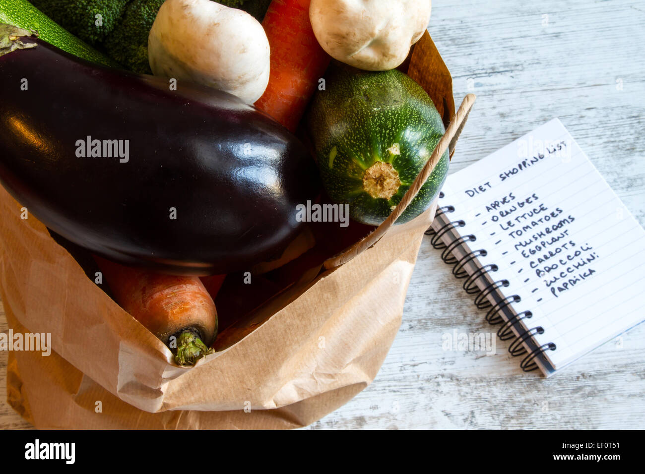 Buying vegetables and fruits, after doing the shopping list Stock Photo ...