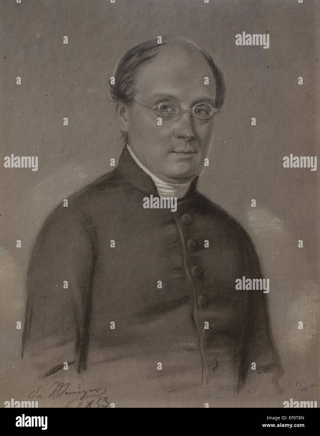Johan Ludvig Runeberg. Pastel painting by J. Weniger, 1853 Stock Photo ...