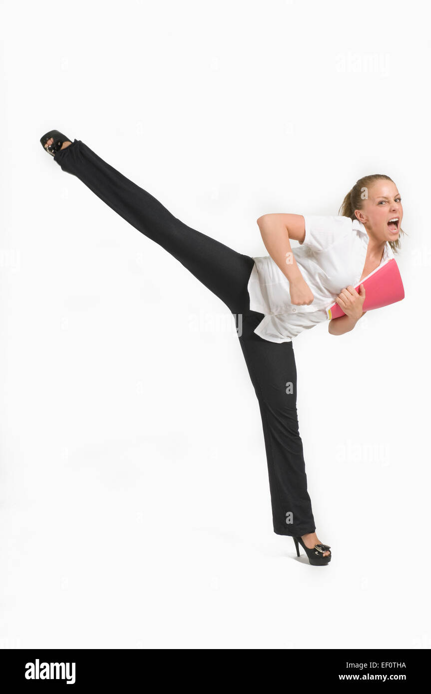 Business female kick hi-res stock photography and images - Alamy