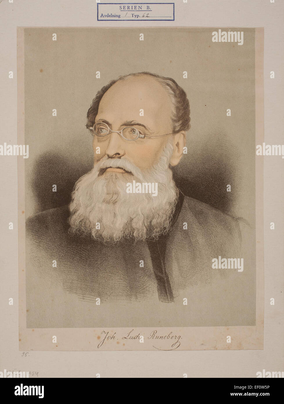 Johan Ludvig Runeberg. Colorized chromolithography Stock Photo - Alamy