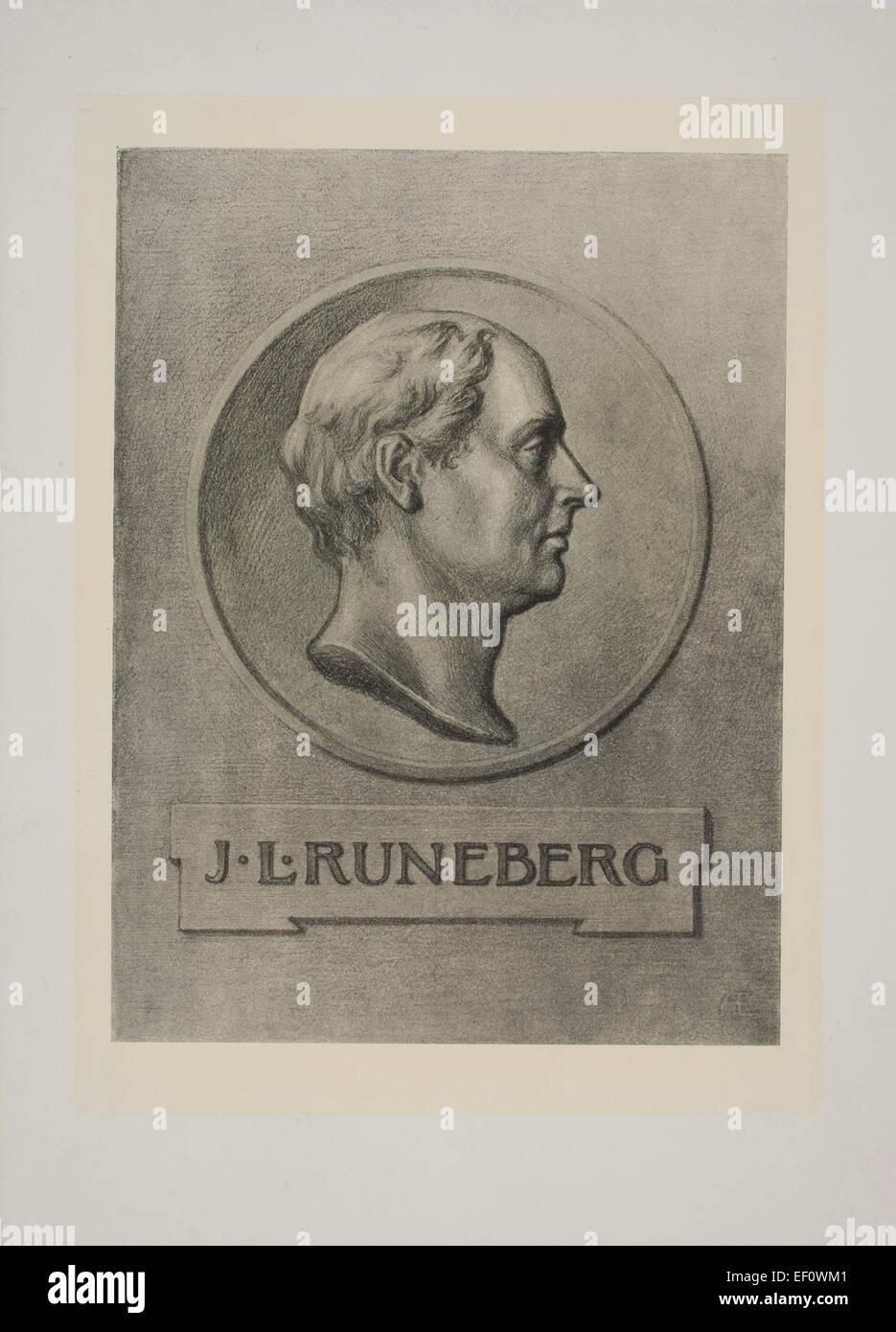 Johan Ludvig Runeberg. Photogravure of medal by Walter Runeberg. Based ...