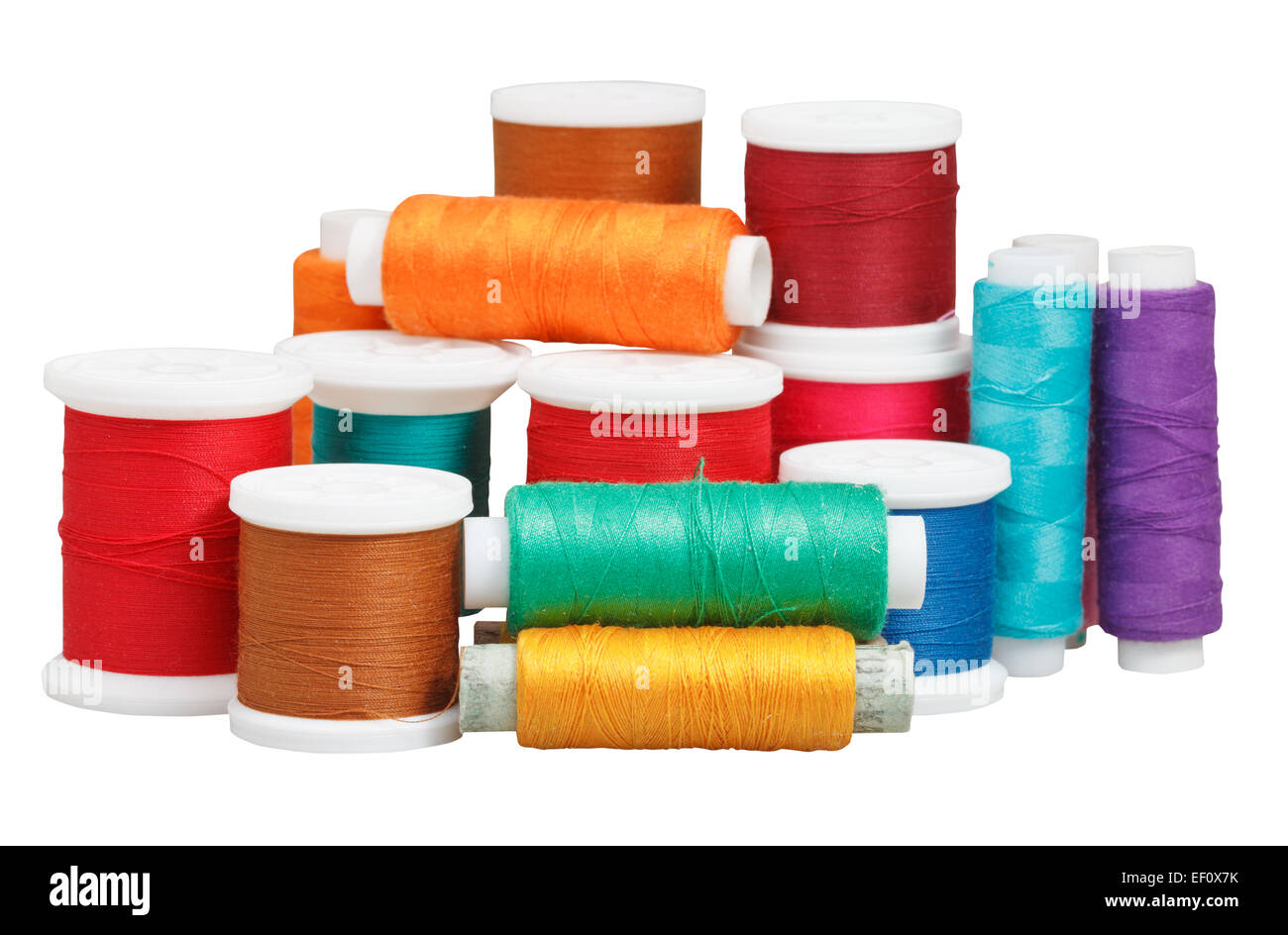 various thread spools isolated on white background Stock Photo - Alamy